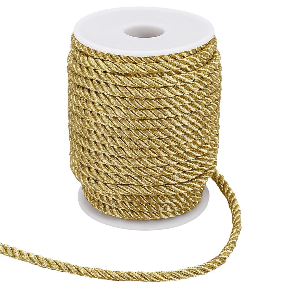 1 Roll 60 Feet 6mm Cord Trim Gold Decorative Rope 3 Strand Silk Thread ...
