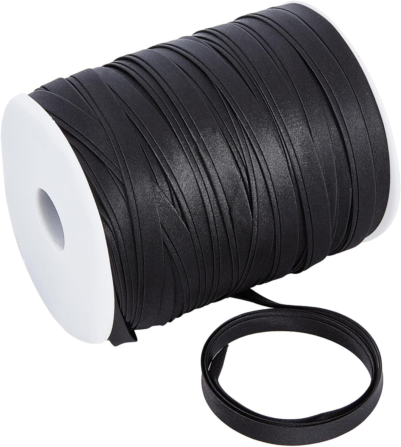 1 Roll 87.5 Yards/ 80m Satin Bias Tape 10mm Double Fold Bias Tape Black Binding Bias Ribbon for ...