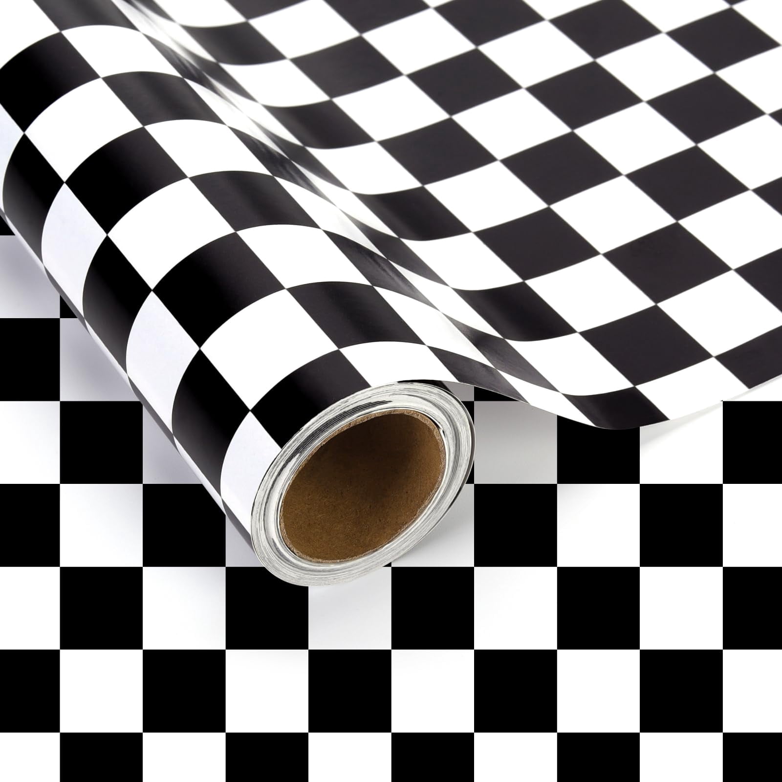 1 Roll Black Checkered RRF12 Wrapping Paper Mini Roll 17in x 32.8Ft ...