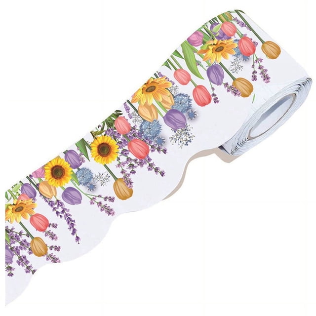 1 Roll Bulletin Board Border Floral Bulletin Border Tulip Flower Trim ...