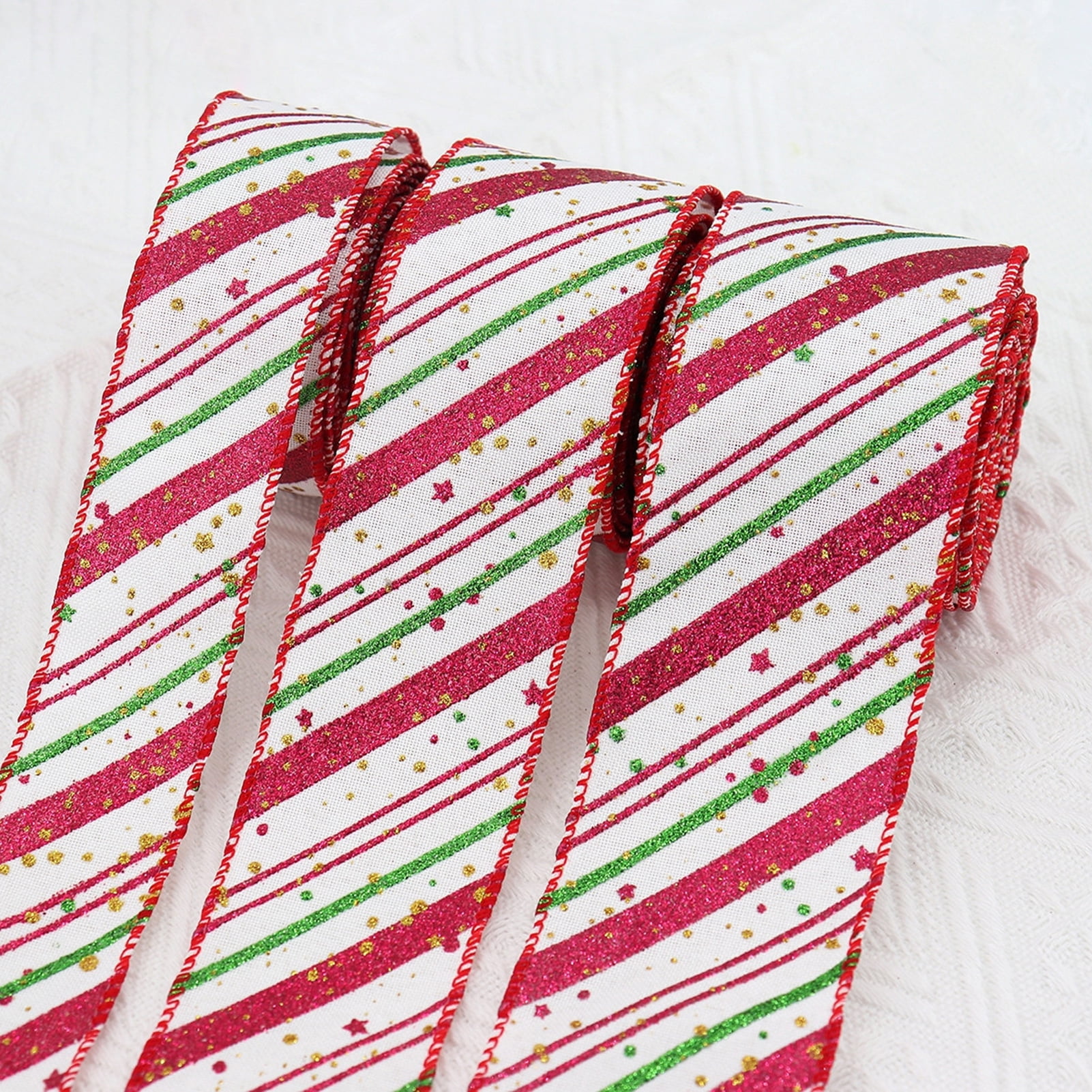 1 Roll Christmas Red Wired Ribbon Fabric Ribbons Gift Wrapping Ribbon ...
