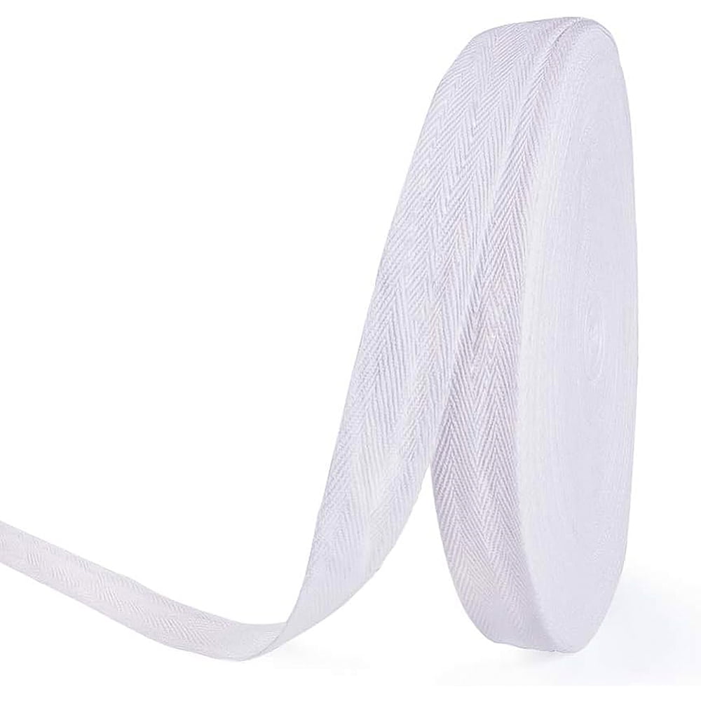 1 Roll Cotton Ribbons Herringbone Ribbon for Jewelry Making White 1 ...