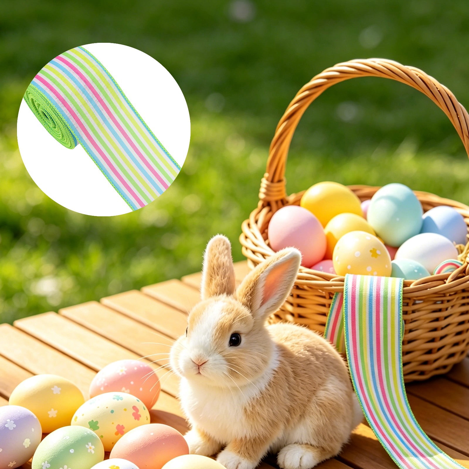 1 Roll Easter Wired Edge Ribbon, 2.5 Inch Wide X 5 Yards Burlap Ribbon ...