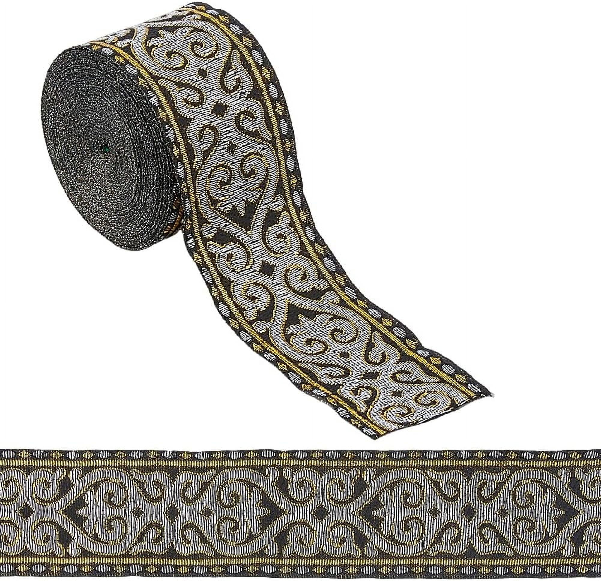 1 Roll Ethnic Style Jacquard Ribbon 7.66 Yards 50mm Wide Black ...