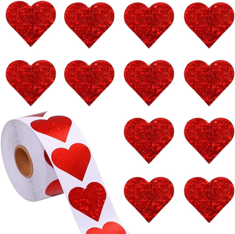 1 Roll Glitter Heart Paper Sticker,Self Adhesive Stickers Decorations,1 ...