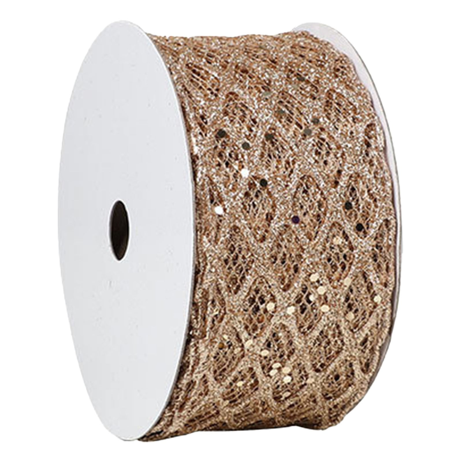 1 Roll Glitter Wire Mesh Ribbon, Glitter Diamond Mesh Wired Ribbon ...