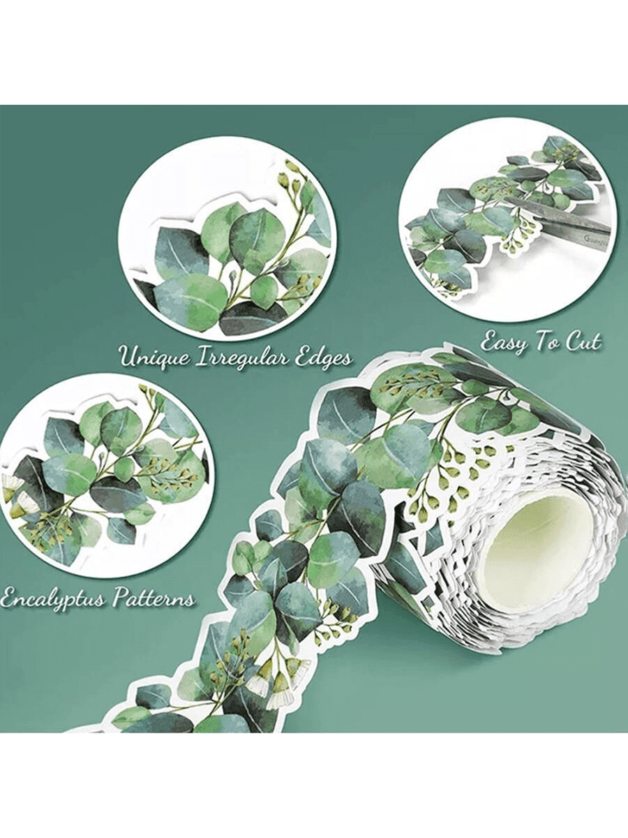 1 Roll Green Eucalyptus Leaf Decorative Border Stickers Blackboard ...