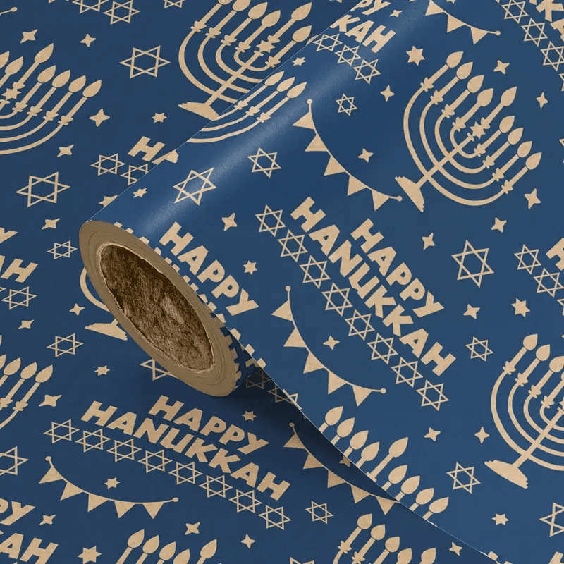 1 Roll Hanukkah Wrapping Paper, Menorah Design for Holiday - Walmart.com