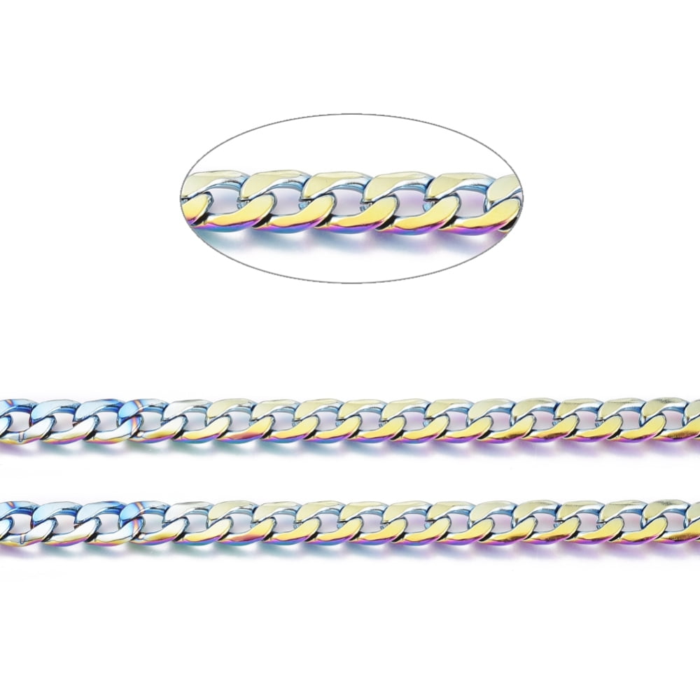 1 Roll Ion Plating(IP) 304 Stainless Steel Cuban Link Chains Chunky ...