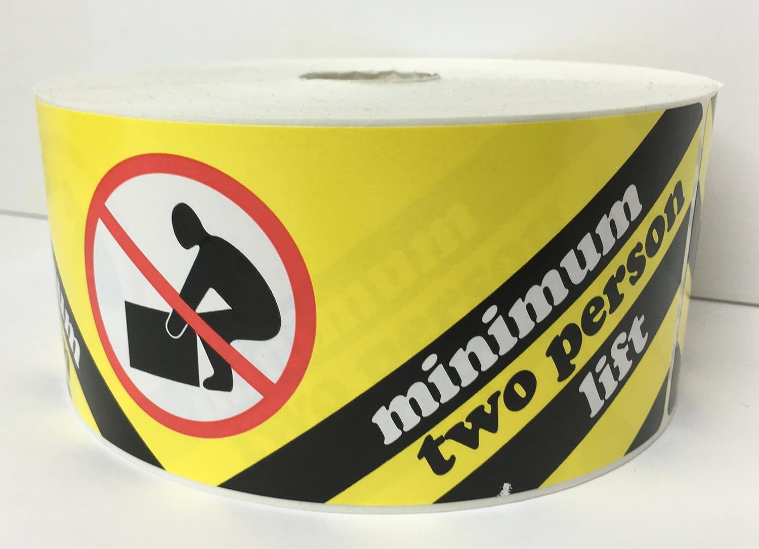 1 Roll Large 2-1/2x8-1/8 Yellow and Black Minimum Two Person Lift ...