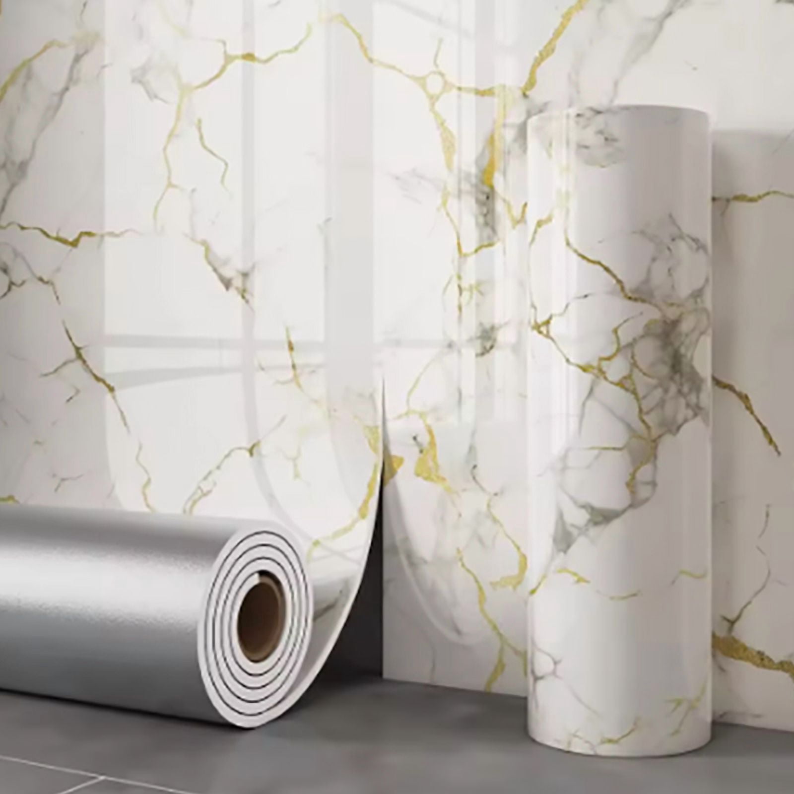 1 Roll Marble Thick Foam Imitation Tile Self-Adhesive Wallpaper Bedroom ...