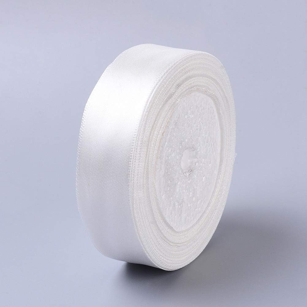 1 Roll Milk White Satin Ribbon 1 inch(25mm) x 76.2 Meters Classic Solid ...