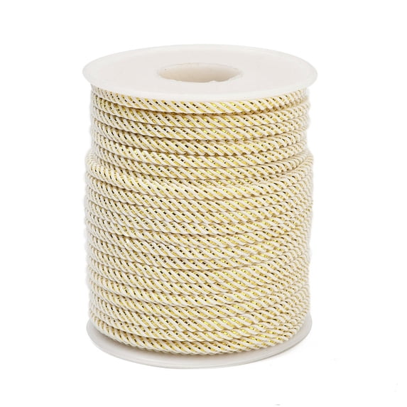 1 Roll Nylon Cords Cords/Twisted with Metallic Thread Light Goldenrod ...