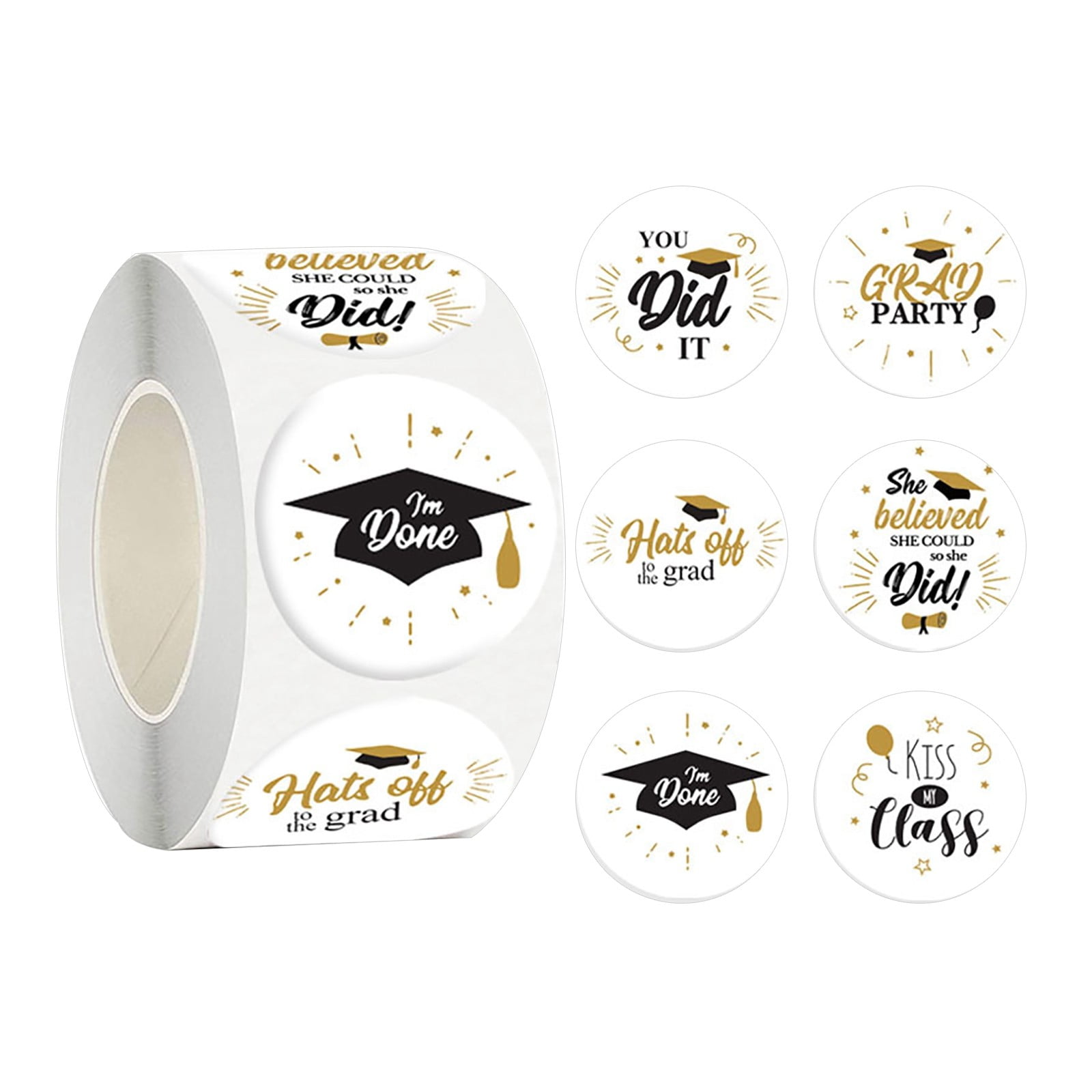 1 Roll Of Sticker Round Graduation Season Sticker Classic Graduation ...