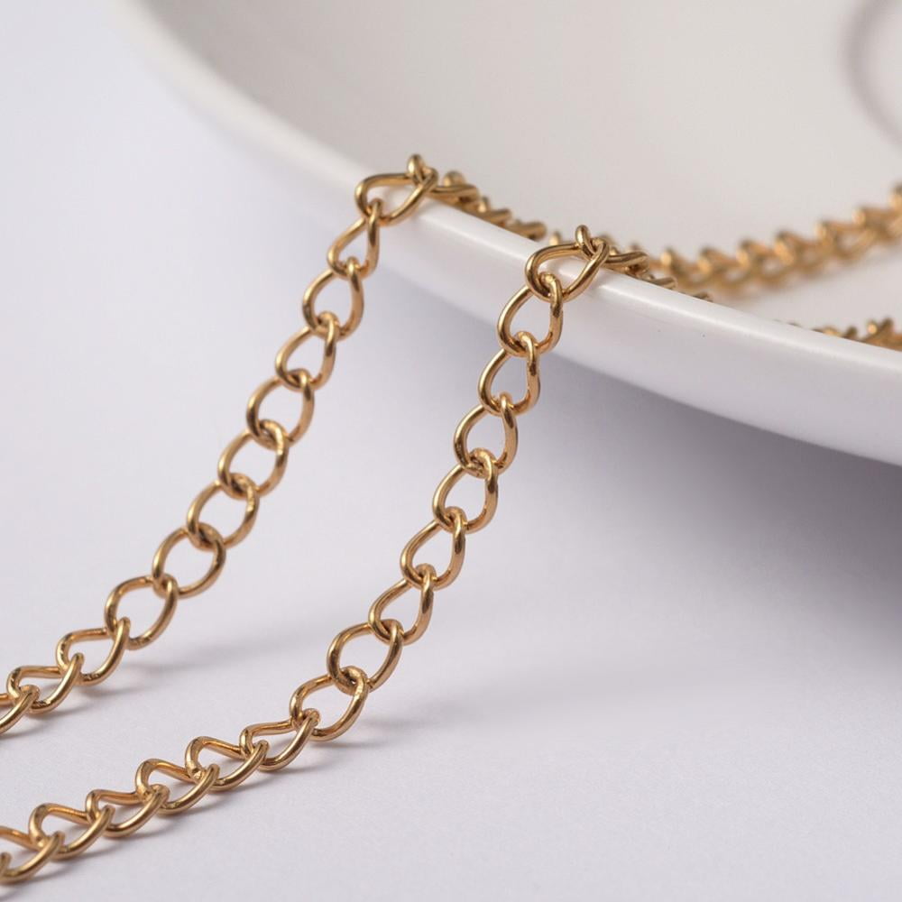 1 Roll PVD Vacuum Plating 304 Stainless Steel Curb Chains Soldered with ...