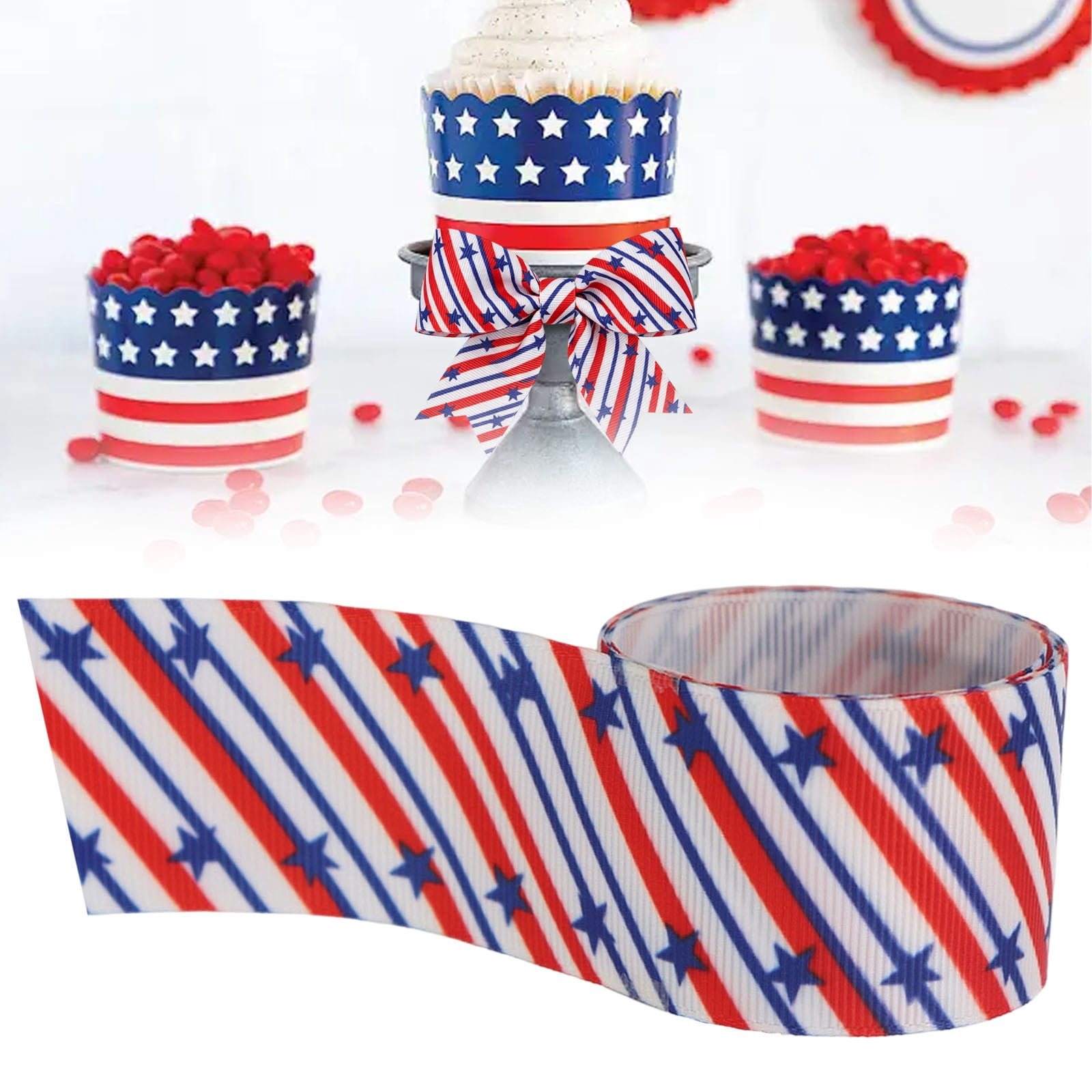 1 Roll Ribbon 4Th Of July Ribbon For Gift Wrapping,Mixed Materials (B ...
