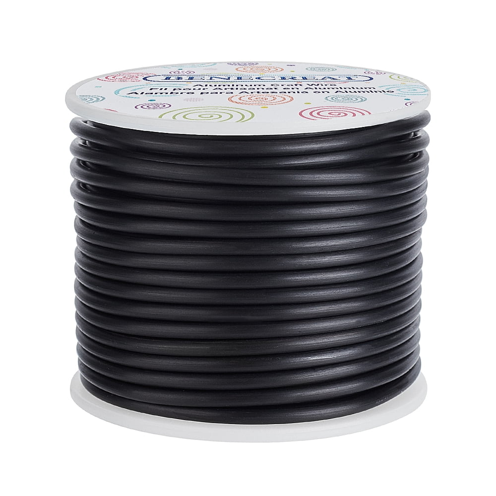 1 Roll Round Aluminum Wire Matte Effect Black 9 Gauge 3mm for DIY ...
