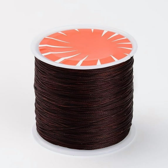1 Roll Round Waxed Polyester Cords Twisted Cord Saddle Brown 0.5mm 115.92 Yards(106m)/roll Brown ...