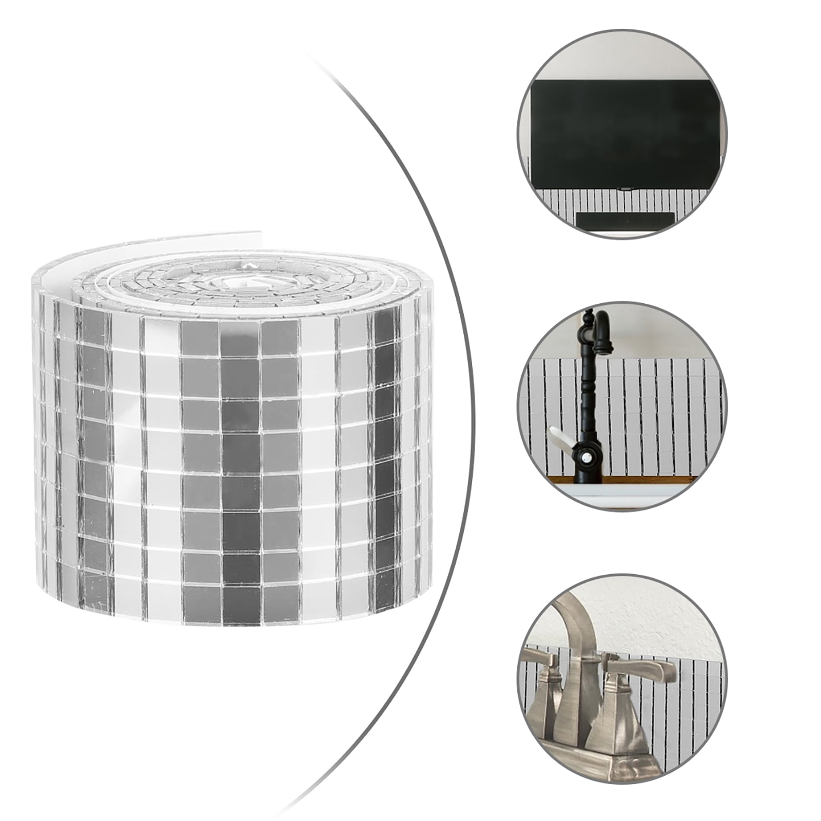 1 Roll Self- Adhesive Mirror Tiles Square Glass Decorative Mosaic Tiles ...