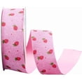1 Roll Single Face Printed Strawberry/Flower Pattern Polyseter Ribbons ...