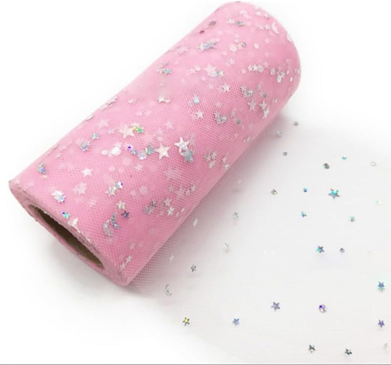 1 Roll Sparkle Polyester Tulle Fabric Rolls Mesh Ribbon Spool with ...