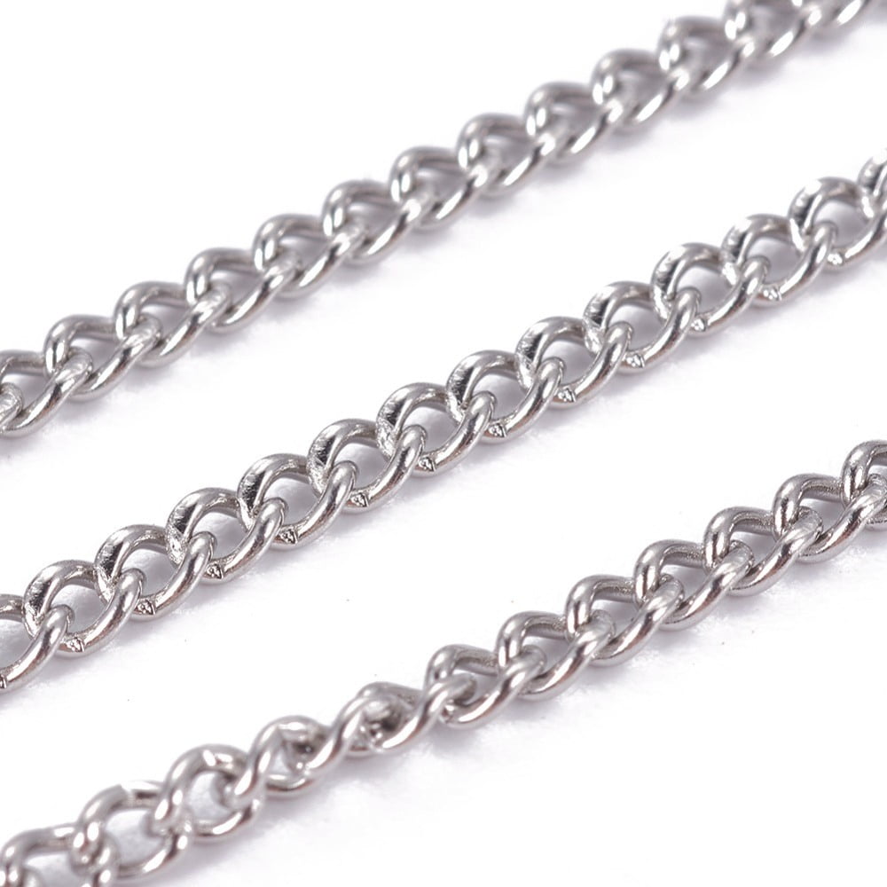 1 Roll Tarnish Resistant 304 Stainless Steel Curb Chains Soldered with ...