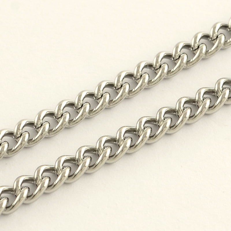 1 Roll Tarnish Resistant 304 Stainless Steel Curb Chains with Spool ...