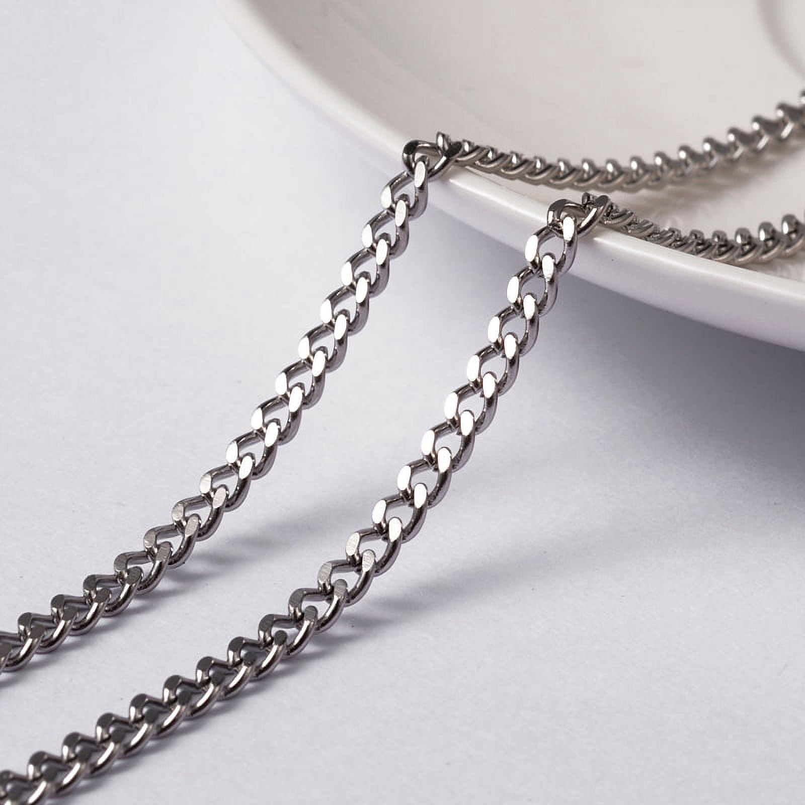 1 Roll Tarnish Resistant 304 Stainless Steel Twisted Chains Curb Chains ...