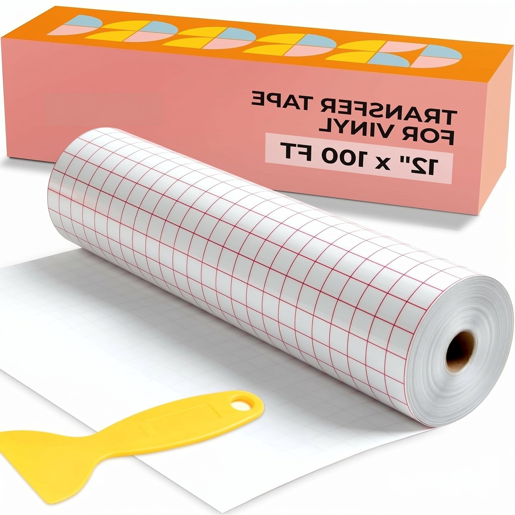 1 Roll Transfer Tape for Vinyl, 12 in x 100 FT, Medium Tack with Red ...