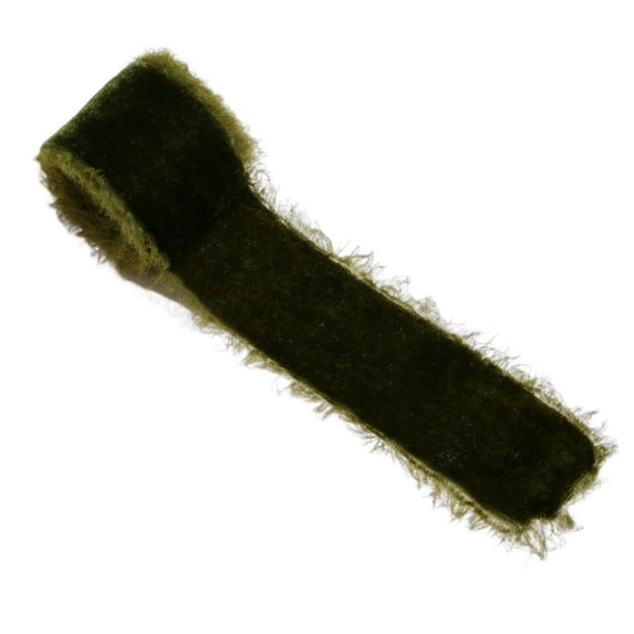 1 Roll Velvet Ribbon Frayed Edge Solid Color Ribbon Rustic Style Fringe ...