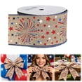 1 Roll Wired Patriotic Ribbon, Star Stripe Plaid, Red White Blue Fabric ...