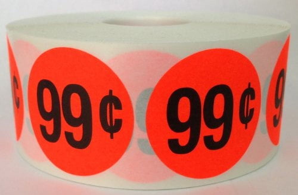 1 Roll of 1000 1.5 inch Round BRIGHT RED $.99 Retail Price Point Labels ...