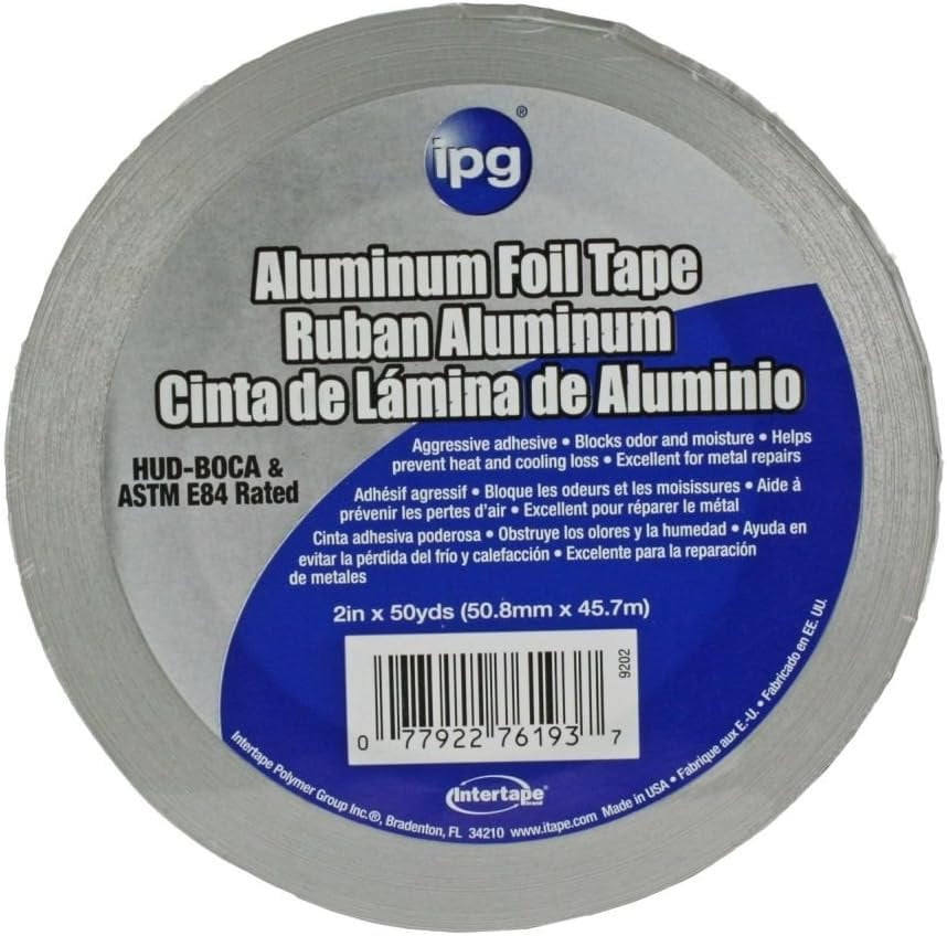 IPG Aluminum Foil Tape, 2" x 50 yd, Duct Sealing & Heat Adhesive ...