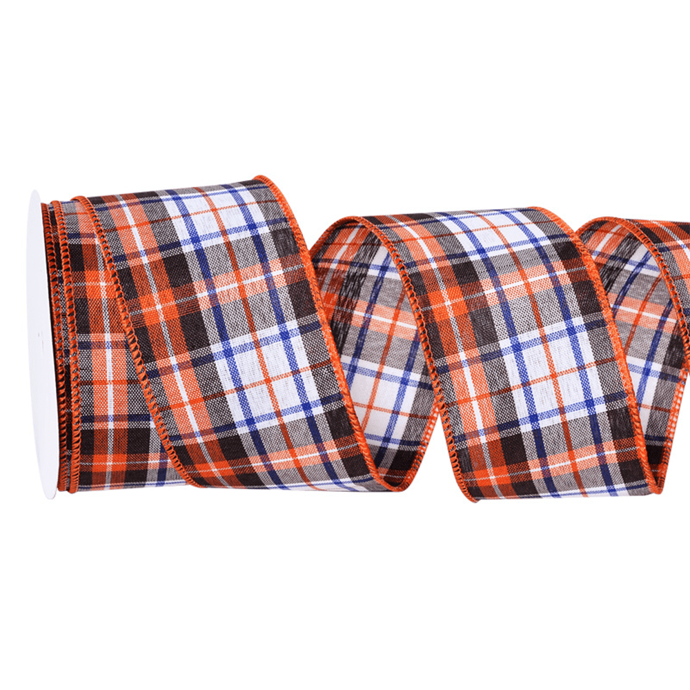 1 Rolls Thanksgiving Fall Wired Edge Plaids Ribbon Autumn 2.5 Inch ...