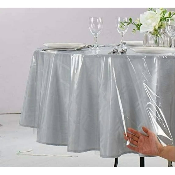 1 Round Clear / Transparent Heavy Duty Protective Plastic Table Cover ...
