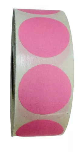 1" Round Pink Color Coded Circular Inventory Dots Labels Stickers 1000 ...