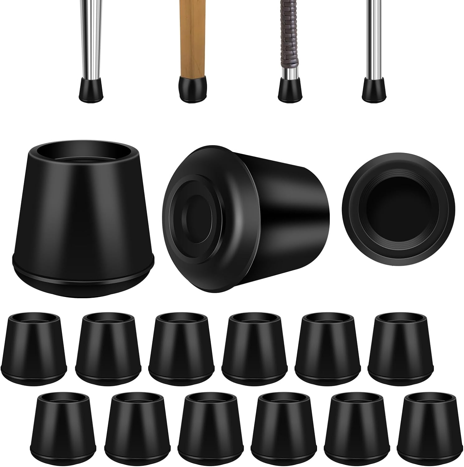 1" Round Rubber Chair Leg Tips Caps, Chair Leg Floor Protectors ...