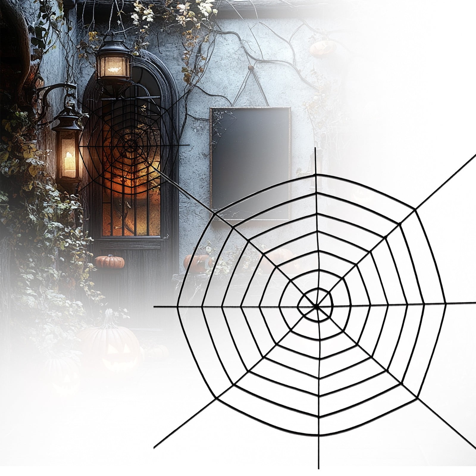 1 Round Spider Web Halloween Decoration Giant Round for House Trick or ...