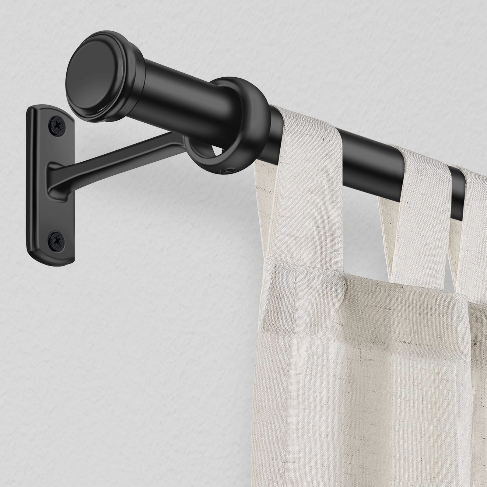 "1"" Rust-Resistant Black Curtain Rod for Large Bedroom Apartment ...