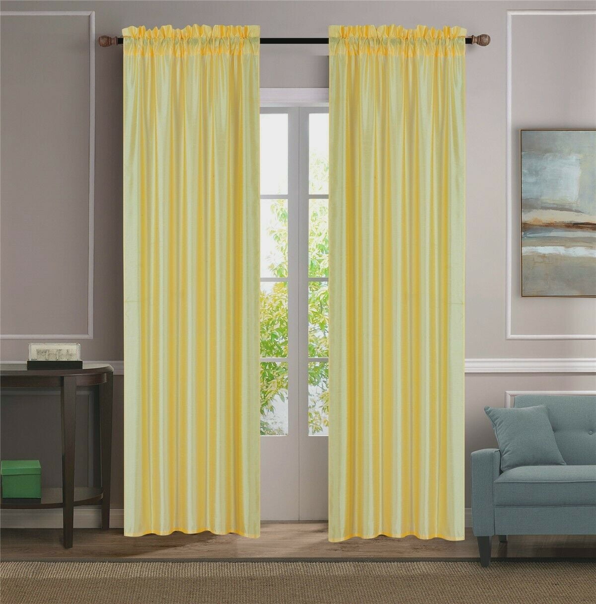 1 SET ROD POCKET MANY COLORS MIX MATCH WINDOW CURTAIN SHEER FAUX SILK ...
