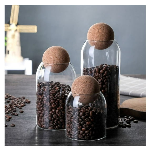 1 SET Storage ball jar, glass tea jar, minimalist cork jar, sealed ...