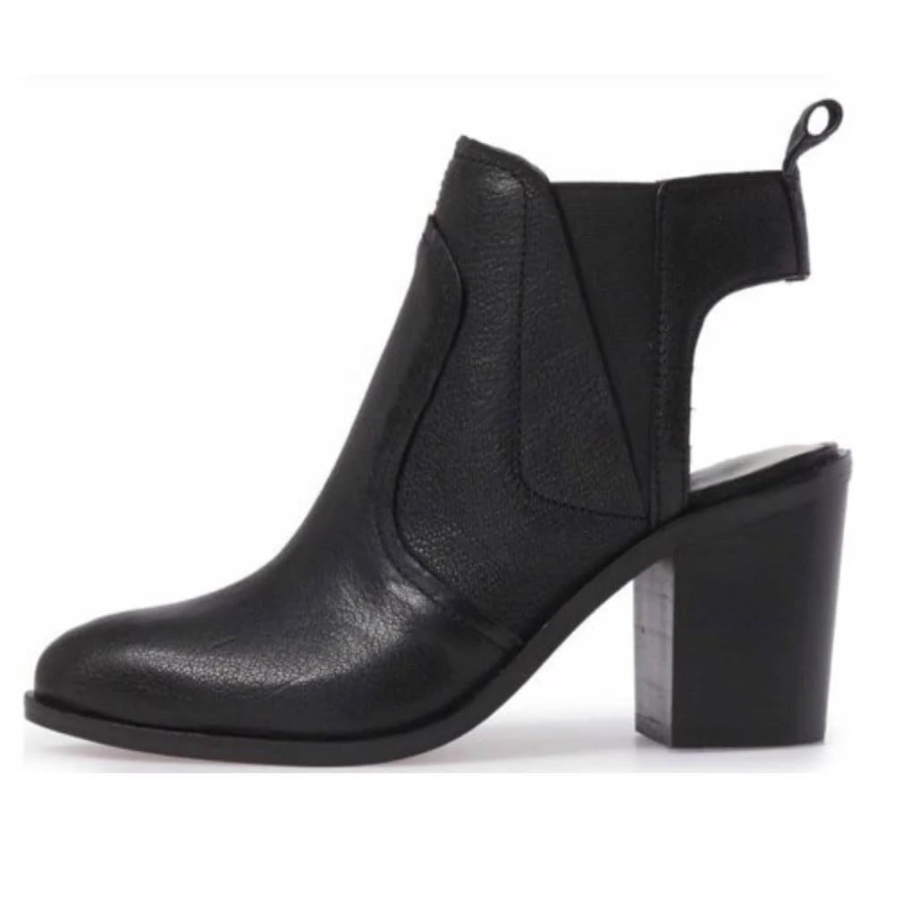 1.STATE Leban Black Leather open Back Block Chunky Heel Cutout Ankle ...