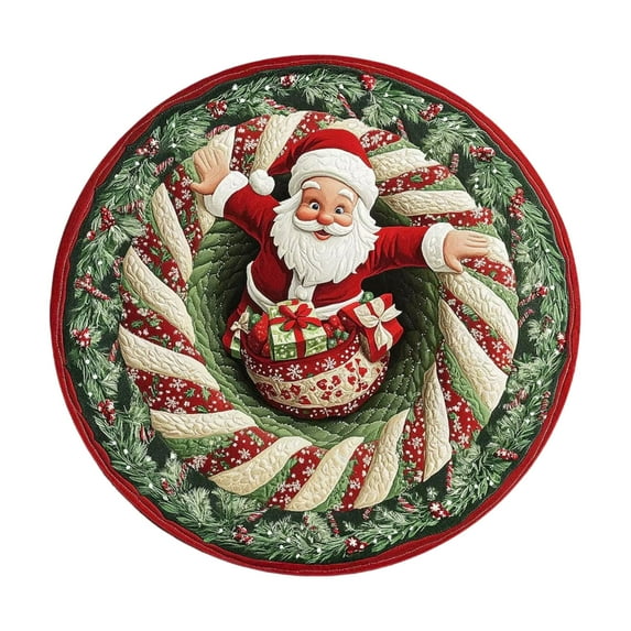 1. Santa Optical Illusion Round Rug Washable Holiday Carpet For Home ...