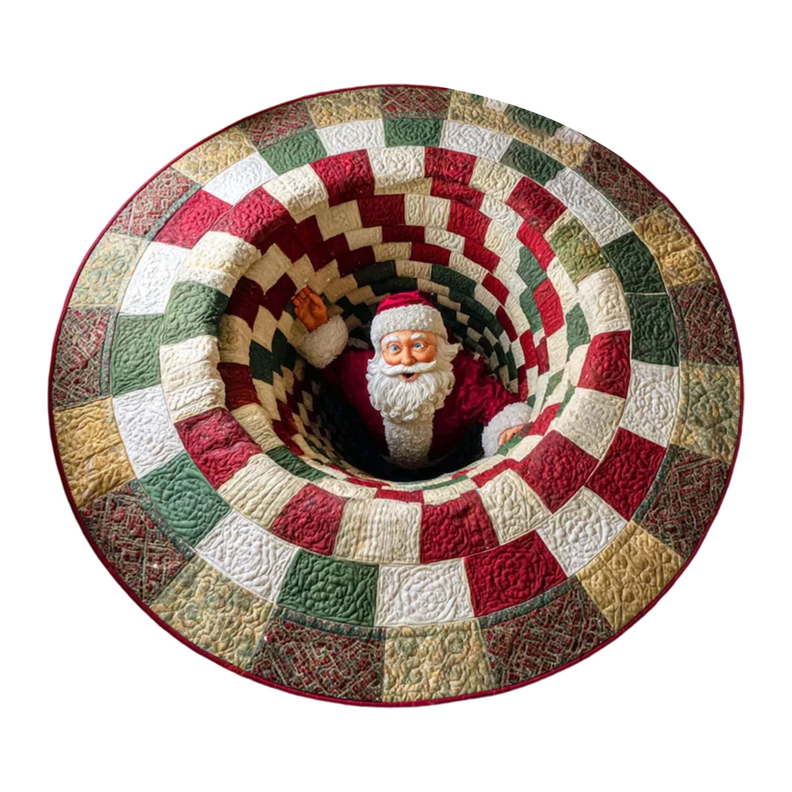 1. Santa Optical Illusion Round Rug Washable Holiday Carpet For Home ...