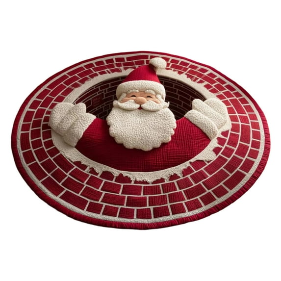 1. Santa Optical Illusion Round Rug Washable Holiday Carpet For Home ...