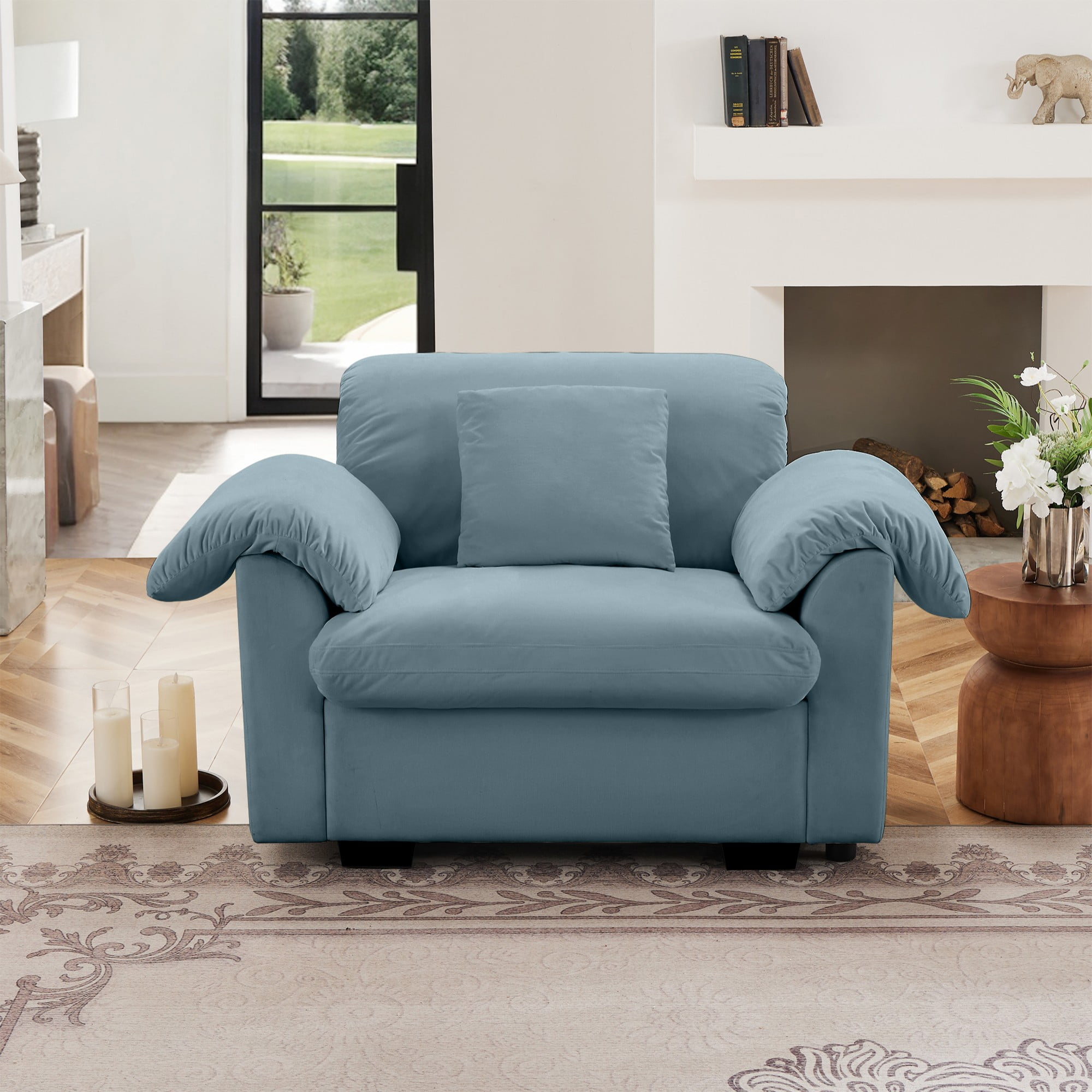 1-Seater Modern Deep Seat Single Sofa, Upholstered Accent Chair with ...