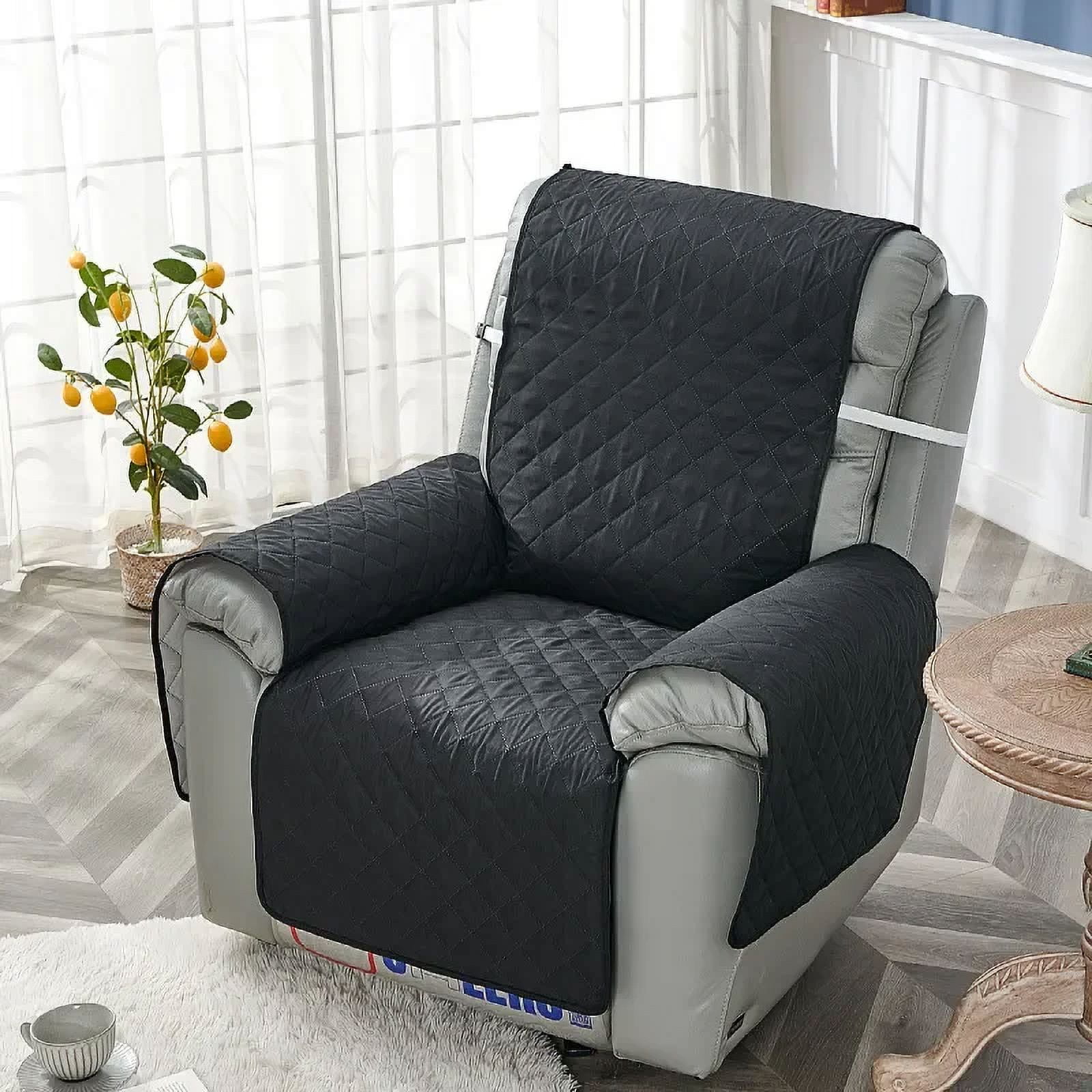 1 Seater Quilted Recliner Sofa Cover Pets Kids Anti-Slip Reclining ...