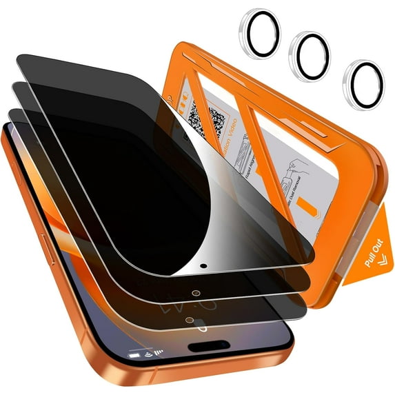 1-Second Auto-Install] 3 Pack Privacy Screen Protector for iPhone 17 ...