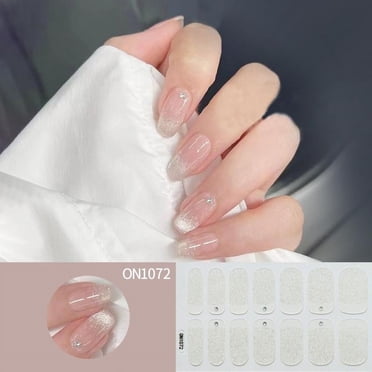 1 Set Semi Cured Gel Nail Strip with Nail File Prep Pad Wooden Stick ...