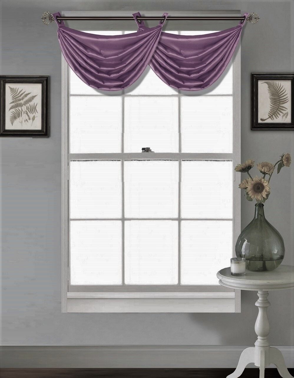 1 Semisheer faux Silk Shiny Waterfall Window Grommet Top Swag Valance ...